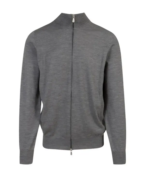 Brunello Cucinelli Zip-up Long-sleeved Cardigan - Gray