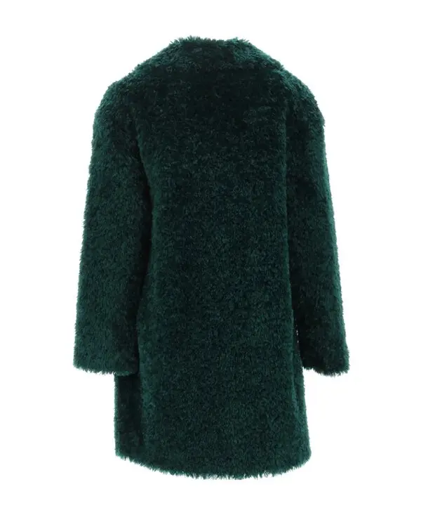 Herno Faux Fur Single-breasted Long Sleeved Coat - Black