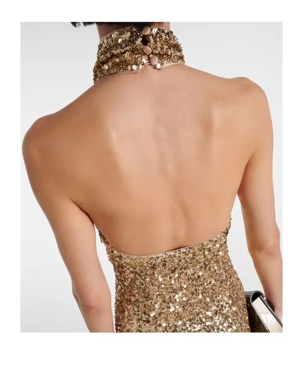 ROTATE BY BIRGER CHRISTENSEN Sequined Halterneck Dress