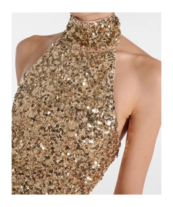 ROTATE BY BIRGER CHRISTENSEN Sequined Halterneck Dress