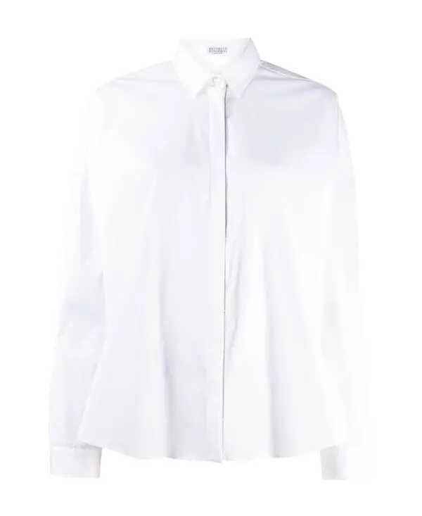 Brunello Cucinelli Oversized Shirt With Lapel And Curved Hem