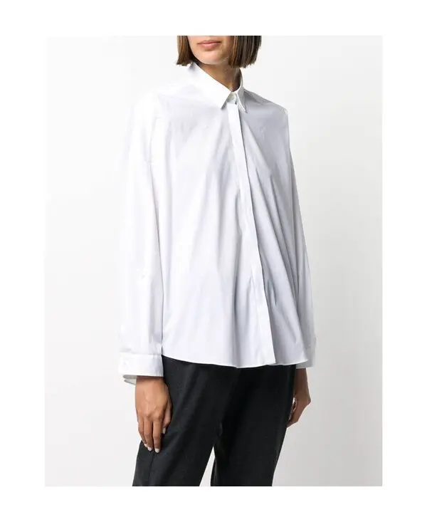 Brunello Cucinelli Oversized Shirt With Lapel And Curved Hem