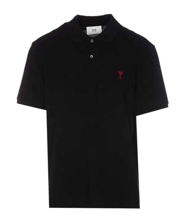 AMI Paris De Coeur Polo Shirt - Black