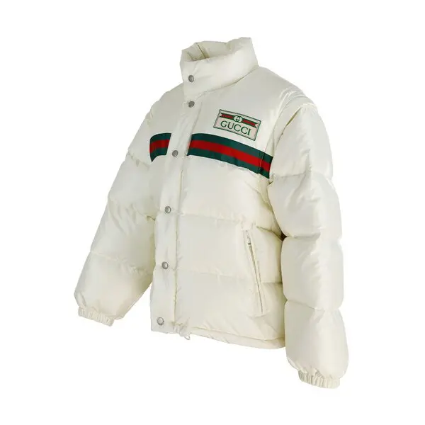 Gucci Padded Bomber Jacket With Webbing And Logo Patch