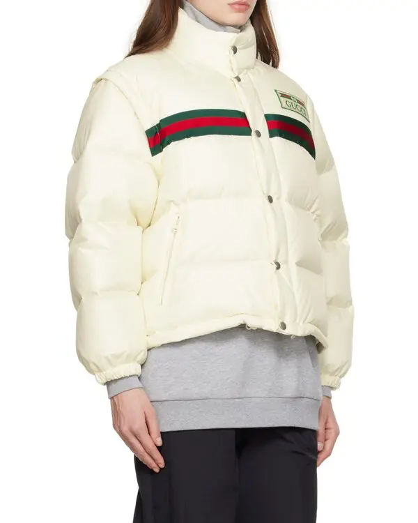 Gucci Padded Bomber Jacket With Webbing And Logo Patch