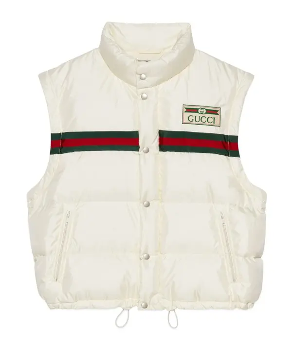 Gucci Padded Bomber Jacket With Webbing And Logo Patch