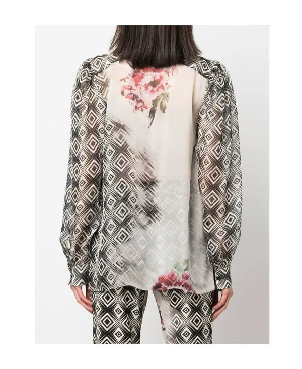 Alberta Ferretti High-neck Frilled Long-sleeve Blouse