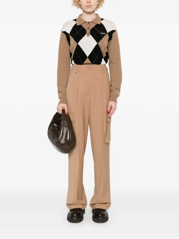 Herno High-waisted Cargo Tailored Trousers - Nude