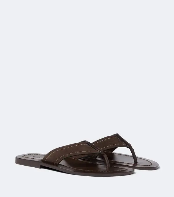 THE ROW Dan Suede Flip-flops - Brown