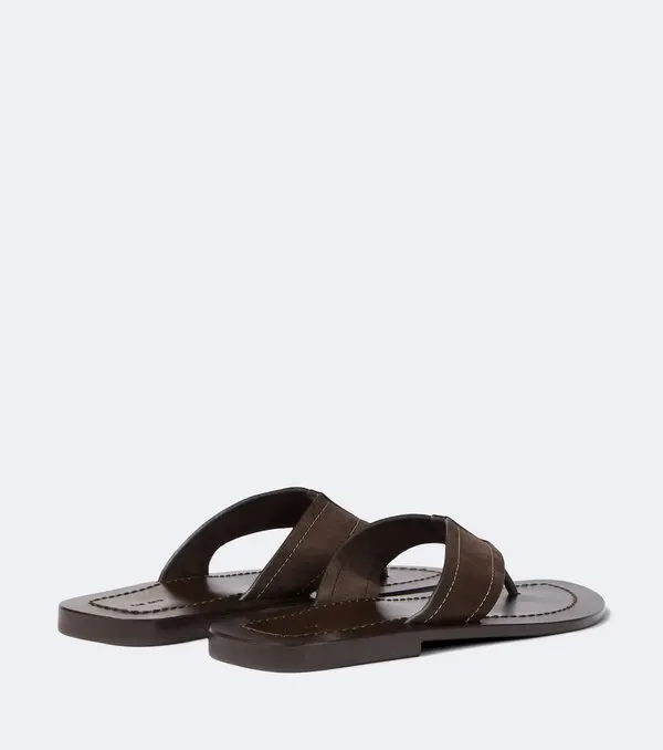 THE ROW Dan Suede Flip-flops - Brown