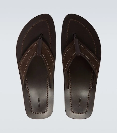 THE ROW Dan Suede Flip-flops - Brown