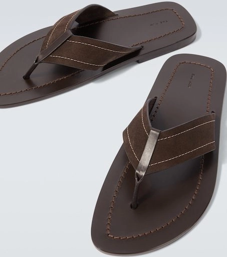THE ROW Dan Suede Flip-flops - Brown