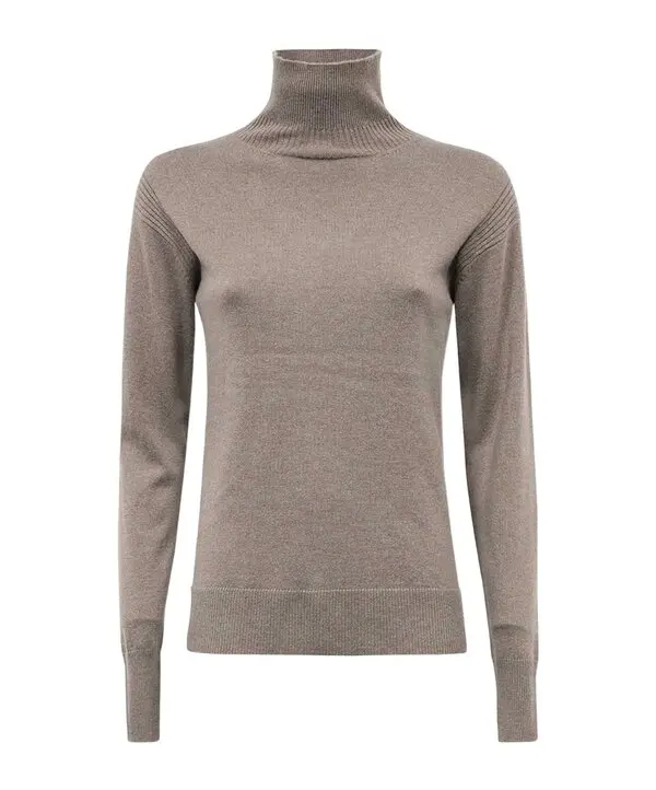YVES SALOMON High-neck Ribbed Knit Sweater