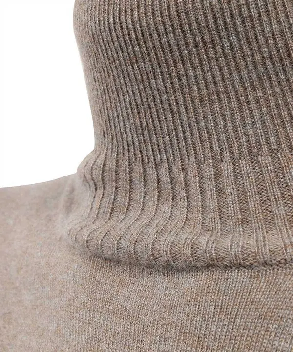 YVES SALOMON High-neck Ribbed Knit Sweater