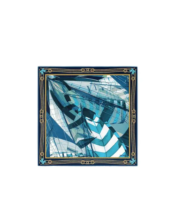Max Mara Printed Silk Foulard Sky Blue