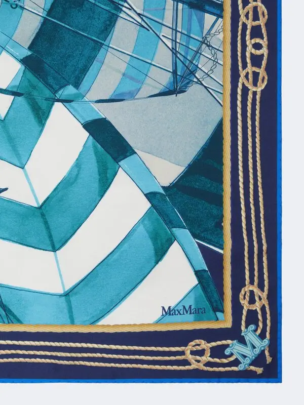 Max Mara Printed Silk Foulard Sky Blue