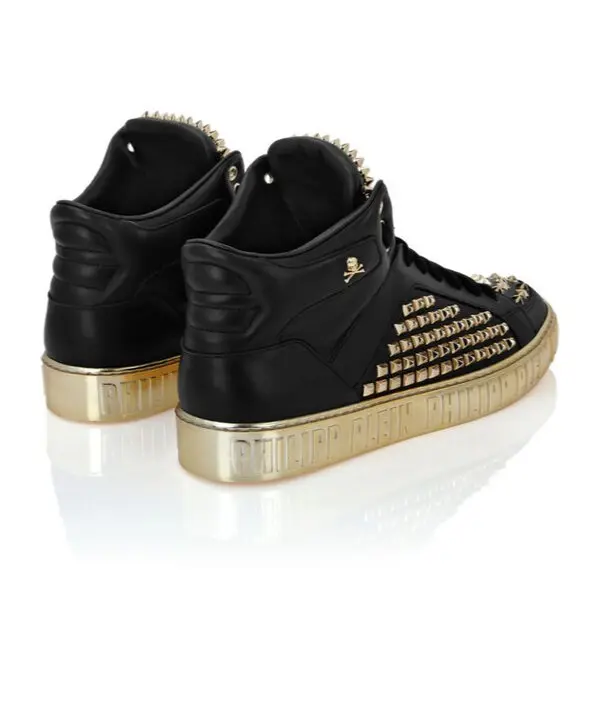 Philipp Plein Mid-top Leather Sneakers With Stud Embellishments