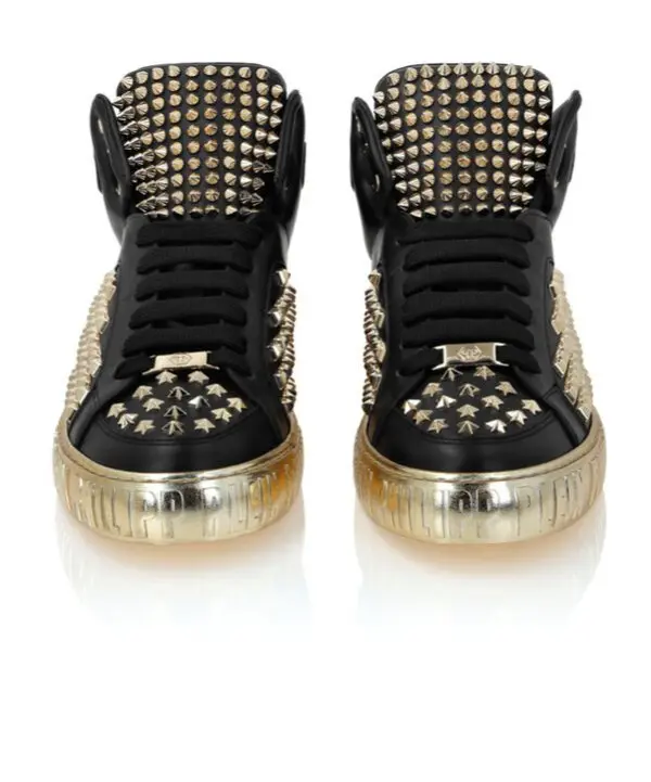 Philipp Plein Mid-top Leather Sneakers With Stud Embellishments