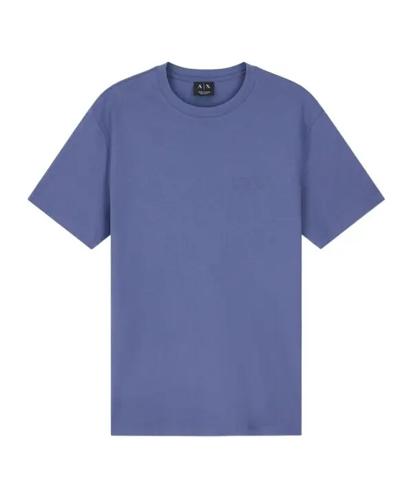 Armani Exchange Regular Fit Cotton T-shirt With A Chest Logo Essential - Light Blue