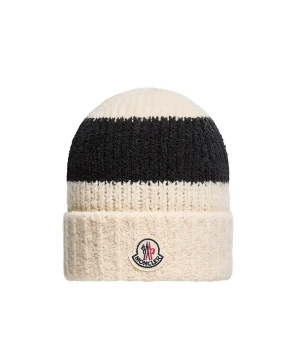 Moncler Striped Wool Blend Bouclé Knit Beanie