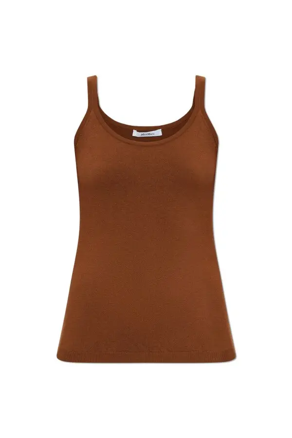 Max Mara Sleeveless Round Neck Vest - Leather Brown