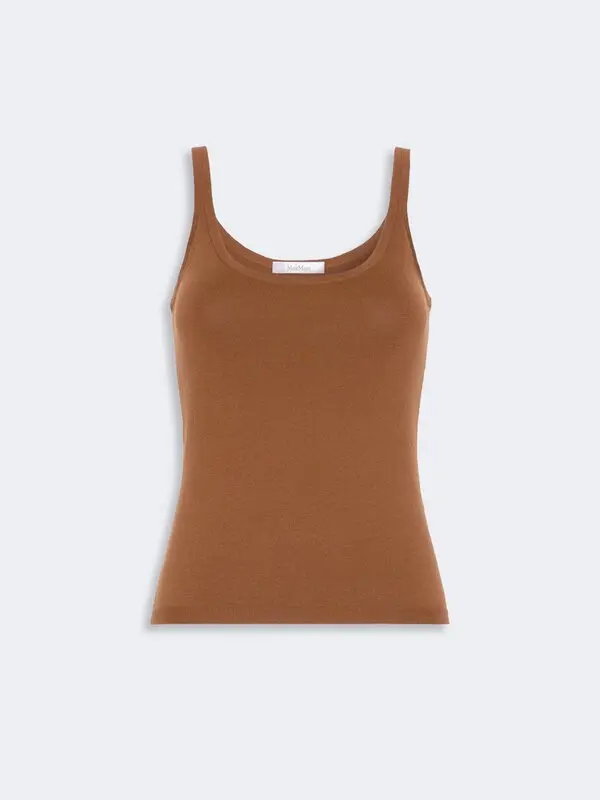 Max Mara Sleeveless Round Neck Vest - Leather Brown