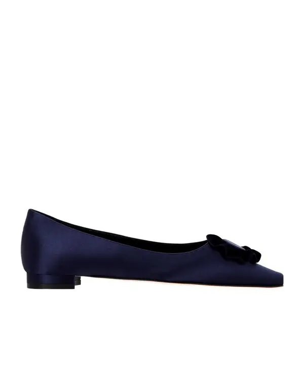 Manolo Blahnik Square-toed Ballet Flats With Ruffle Detail