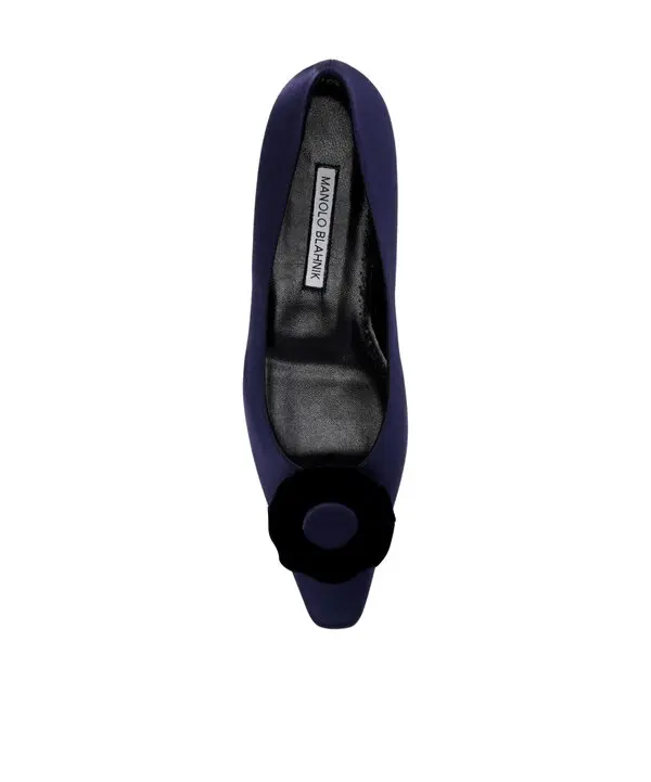 Manolo Blahnik Square-toed Ballet Flats With Ruffle Detail