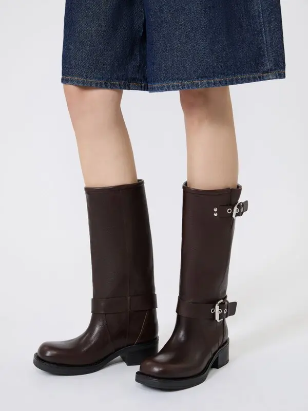 Max Mara Leather Biker Boots