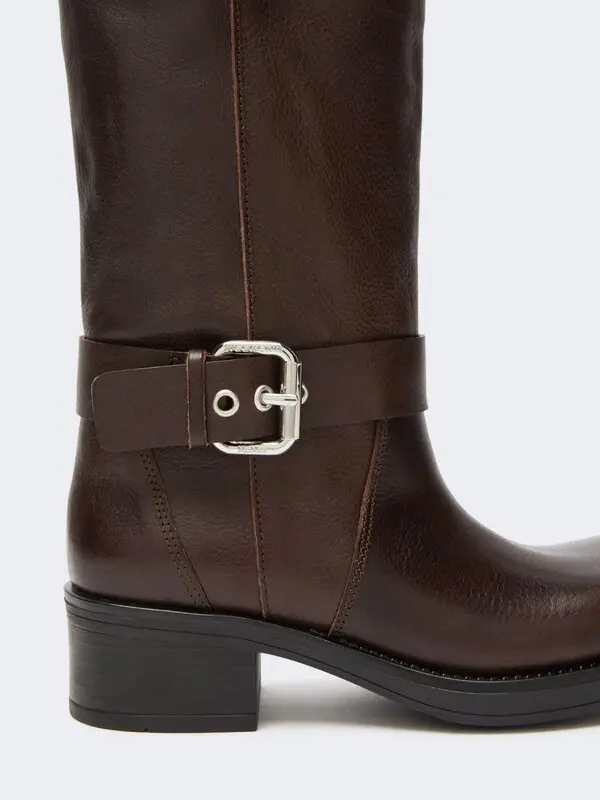 Max Mara Leather Biker Boots