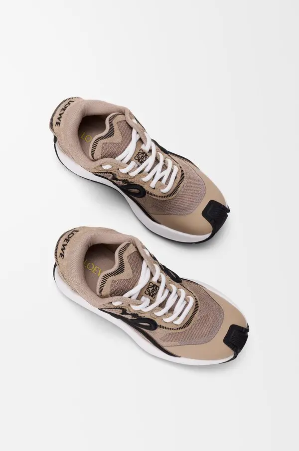 Loewe Pogo Sneaker In Technical Knit And Suede