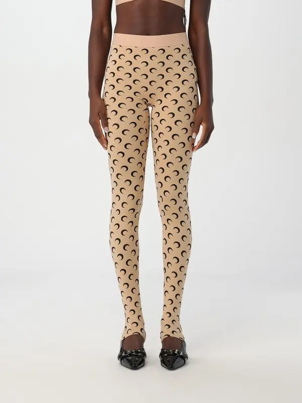 MARINE SERRE Printed Stretch Technical Fabric Leggings - Beige