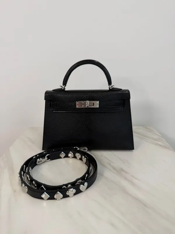 Hermès Mini Kelly Clou De Coeur Chevre Palladium Hardware