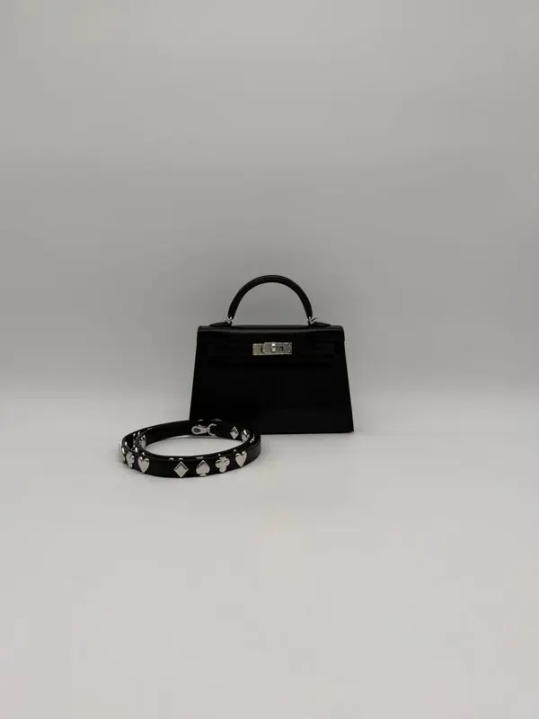 Hermès Mini Kelly Clou De Coeur Chevre Palladium Hardware