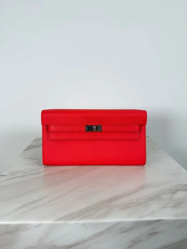 Hermès Kelly Rose Texas Epsom Palladium Hardware - Pink