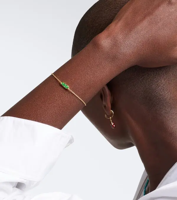 SYDNEY EVAN Pea Pod 14kt Bracelet With Jades
