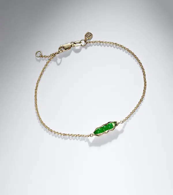 SYDNEY EVAN Pea Pod 14kt Bracelet With Jades
