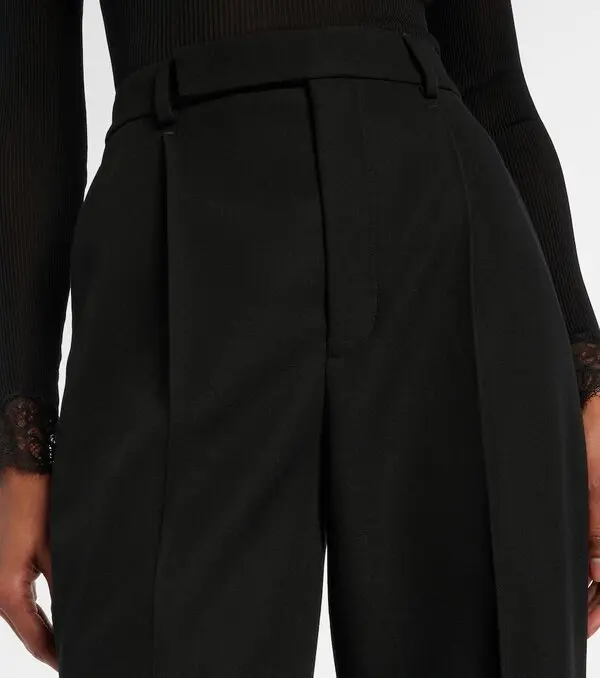 Saint Laurent Pleated Virgin Wool Straight Pants