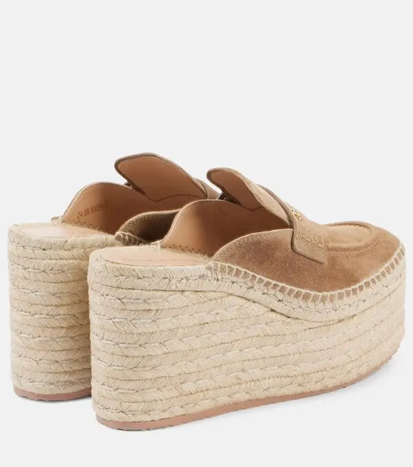 GIANVITO ROSSI Suede Espadrille Wedge Mules