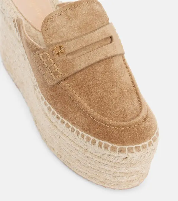 GIANVITO ROSSI Suede Espadrille Wedge Mules