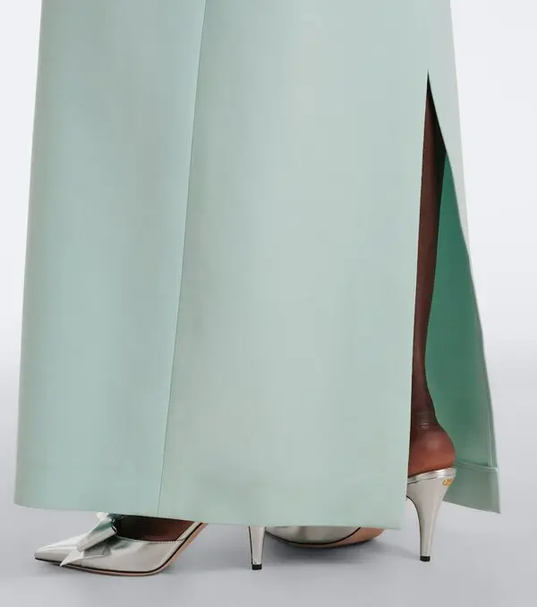 Oscar De La Renta Embellished Wool-blend Bustier Gown - Green