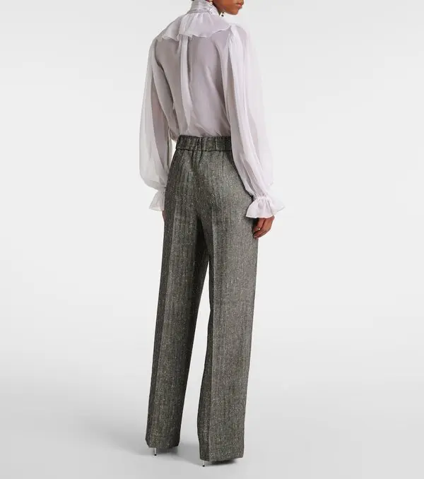 Dolce & Gabbana High-rise Wool-blend Wide-leg Pants