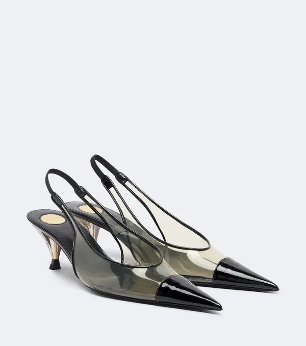 Saint Laurent Leather-trimmed Slingback Pumps