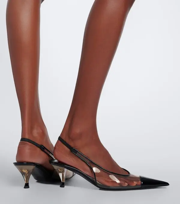 Saint Laurent Leather-trimmed Slingback Pumps