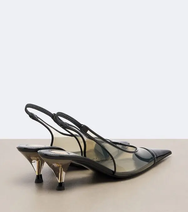 Saint Laurent Leather-trimmed Slingback Pumps