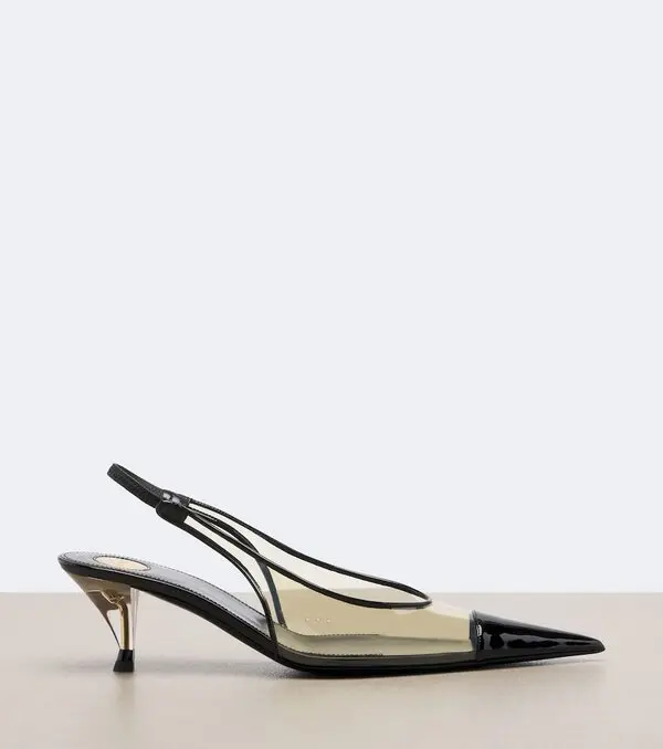 Saint Laurent Leather-trimmed Slingback Pumps