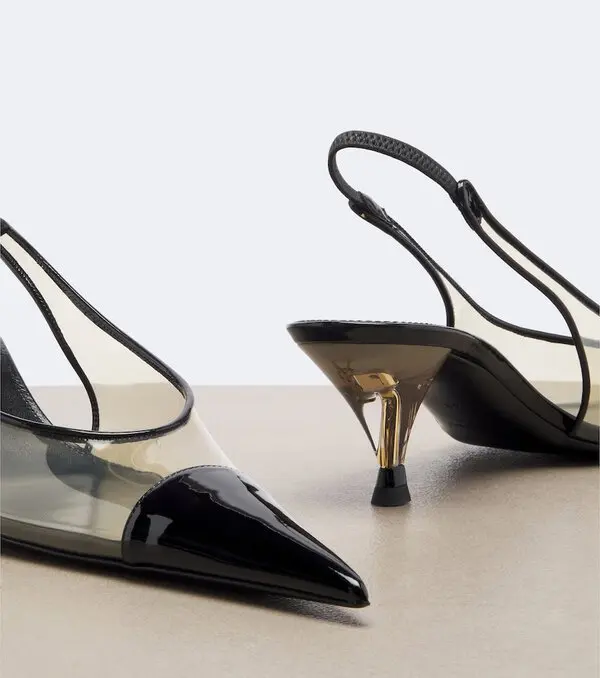 Saint Laurent Leather-trimmed Slingback Pumps