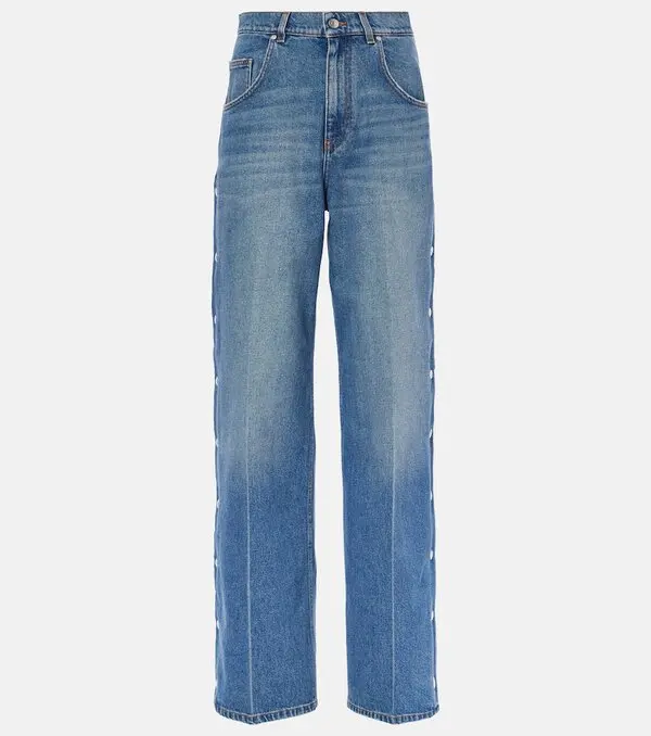 Stella McCartney Mid-rise Wide-leg Jeans In Raw Denim