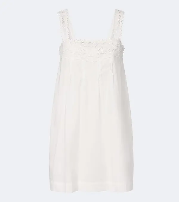 Posse Veda Crochet-trimmed Cotton Mini Dress