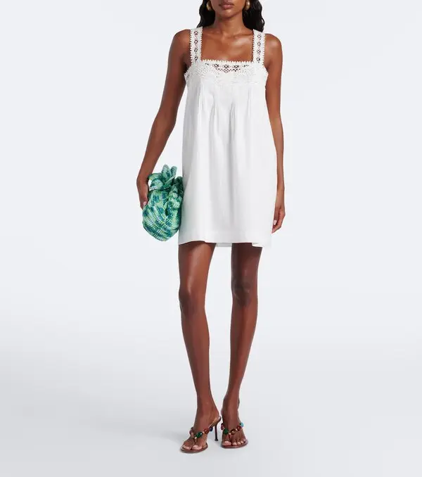Posse Veda Crochet-trimmed Cotton Mini Dress